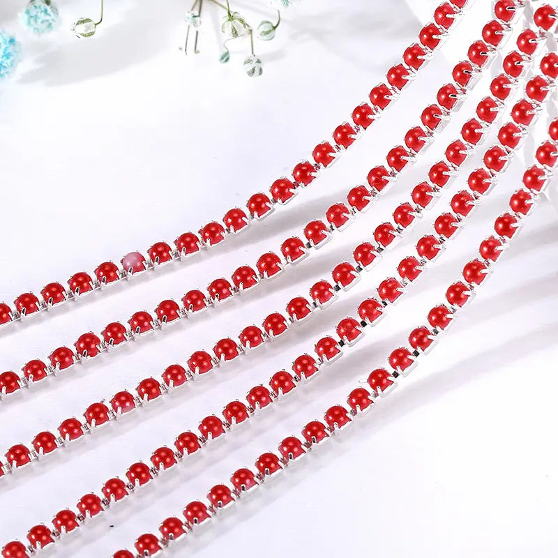 Silver Red Pearl SS8 Banding: Sold per yard or 10 yard roll – Ella & Co ...