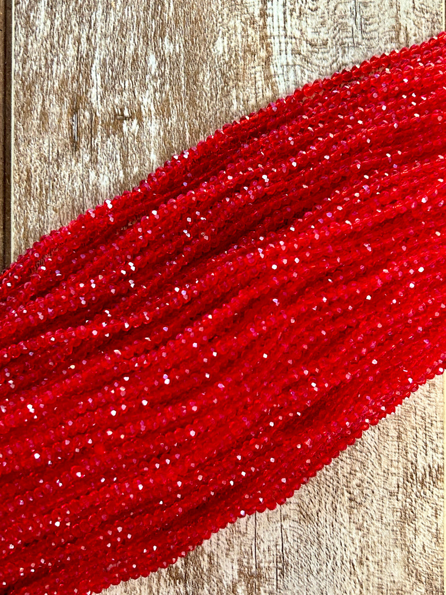 Clear Red 3mm Rondelle Beads #27: Single strand or 10 strand pack ...